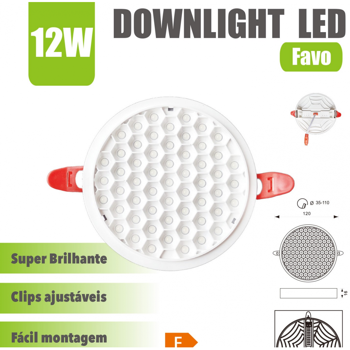 Downlight Led Favo 12cm 12w 1200lm - 20025191 | MaxMat