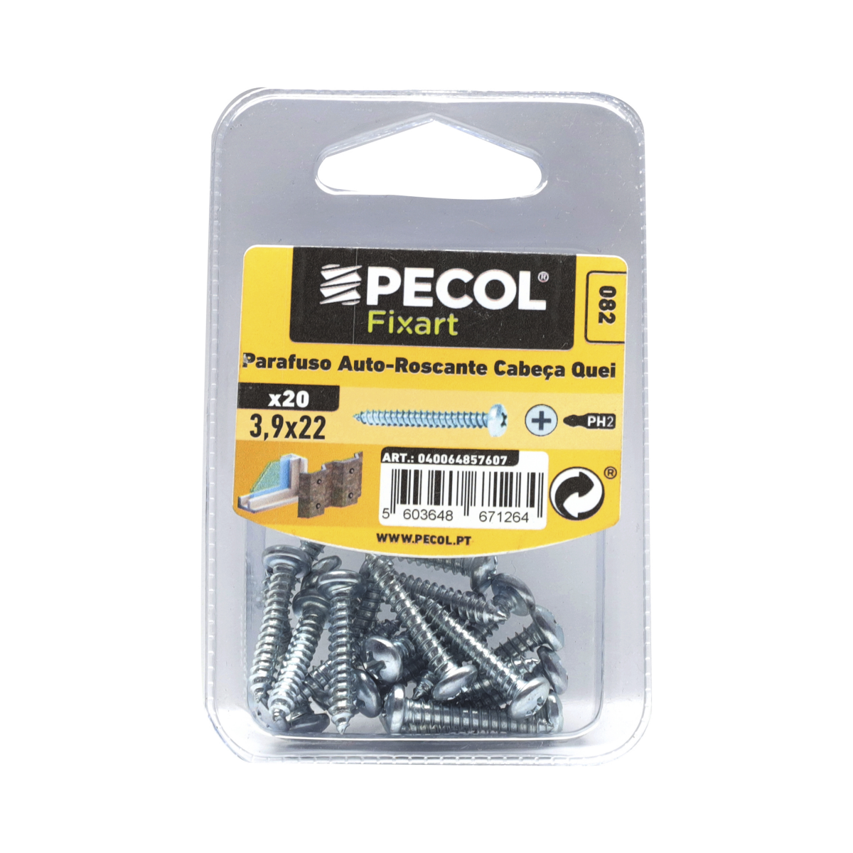 Parafuso Auto Roscante Cabeça Queijo Ph Aço Zn 3,9x22 Bl 20 - 10064139 ...