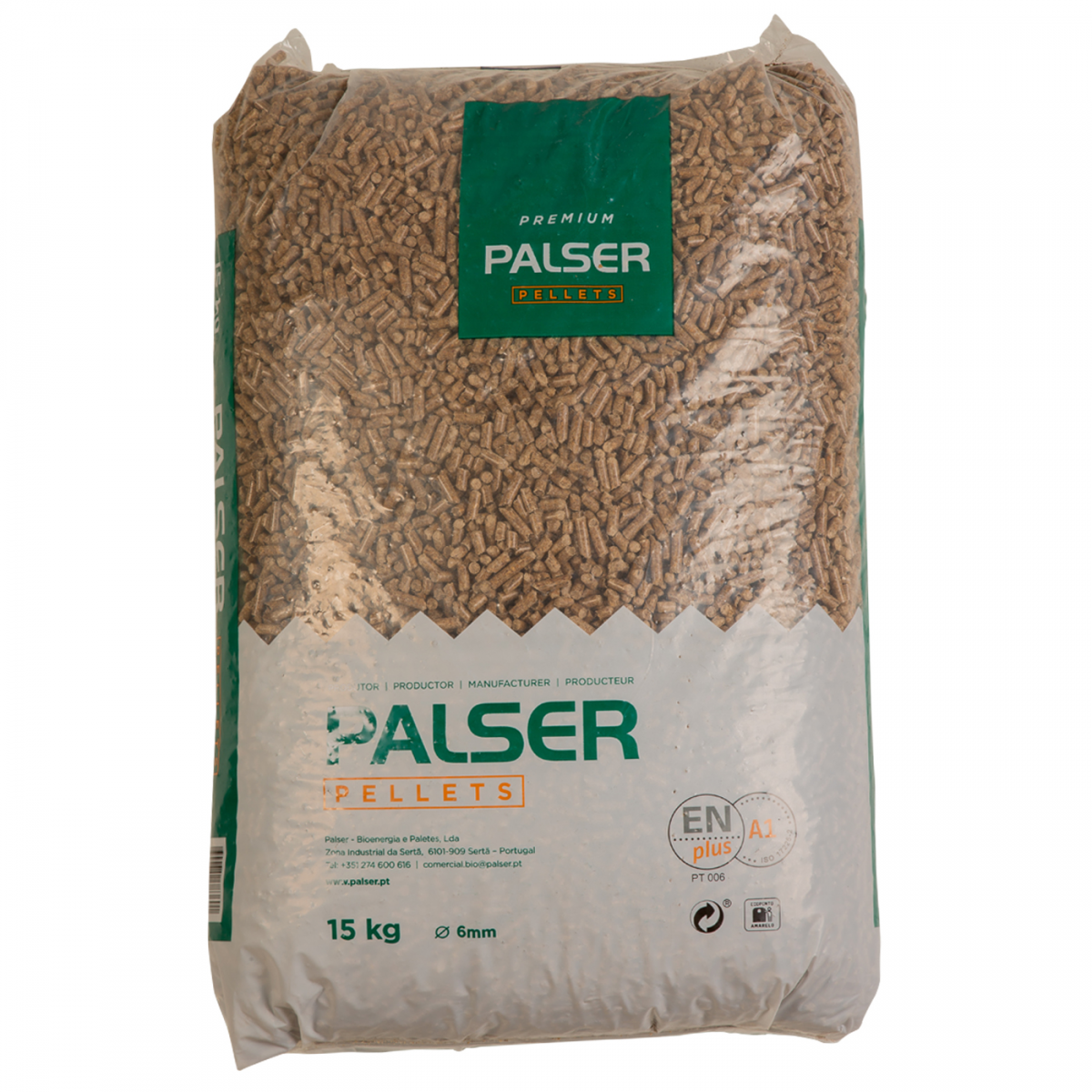 Pellets Palser 6mm Enplus A1 Saco 15kg - 20005963 - MaxMat