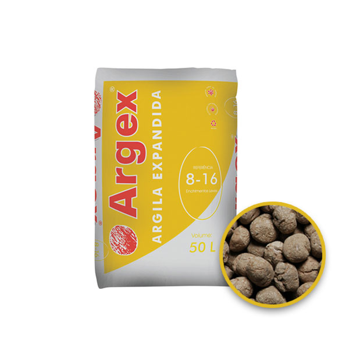 Argila Expandida Argex Granulada 8/16 50lt - 10025254 - MaxMat