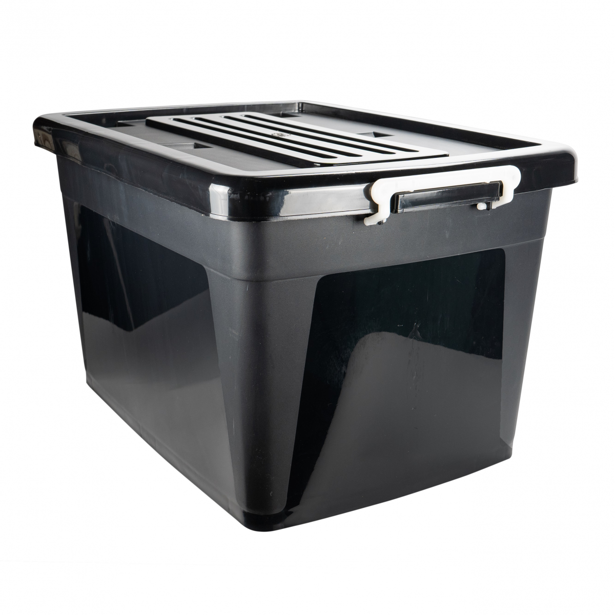 Caixa Arrumação Com Tampa Preta 75lt 65x45x37cm - 20015072 - MaxMat