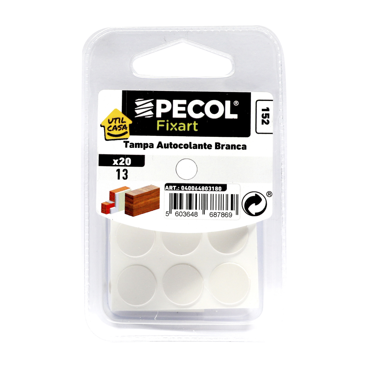 Tampa Autocolante Branca 13mm - 10064192 - MaxMat