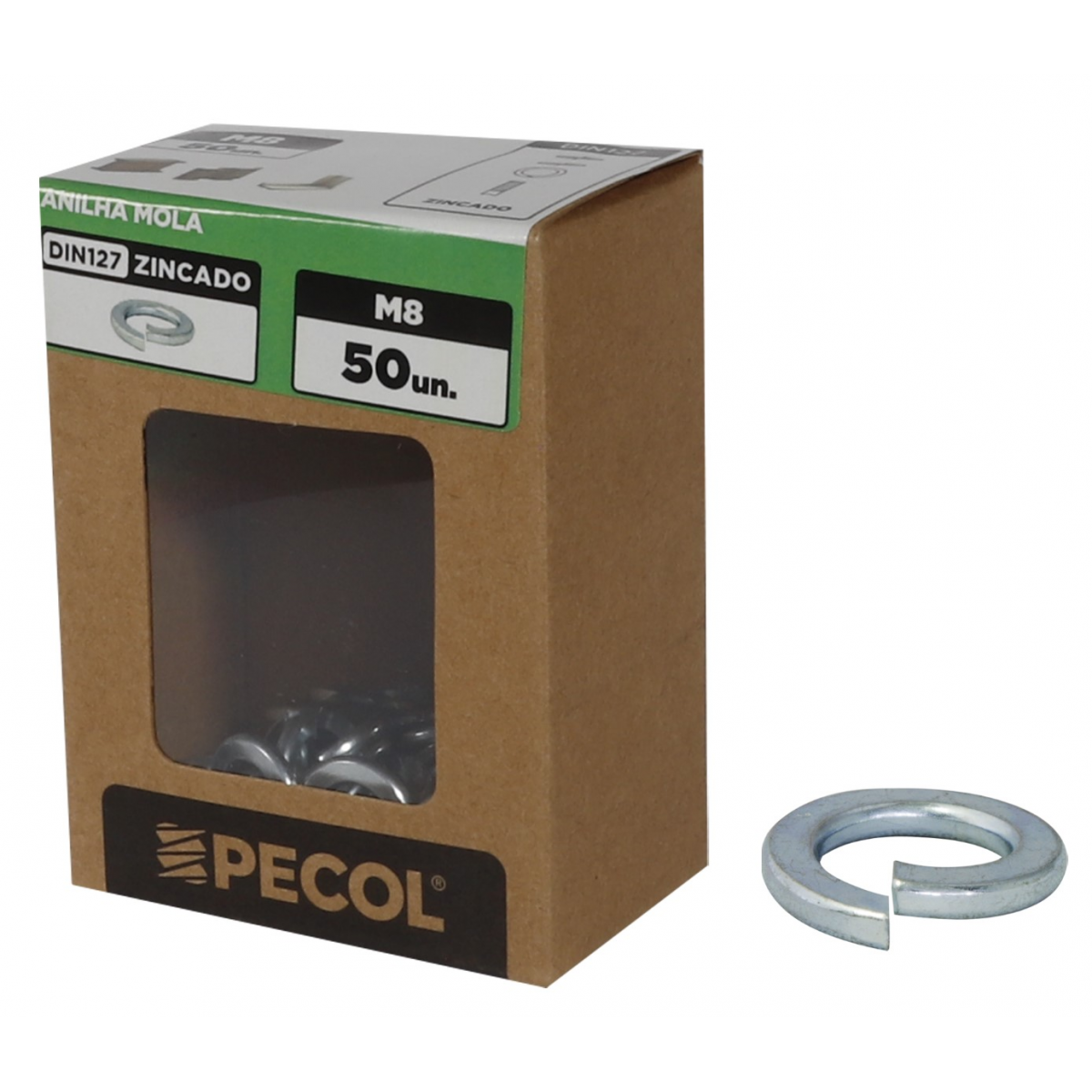 Anilha Mola DIN127 Zinco M8 - Caixa 50 - 20033661 - MaxMat