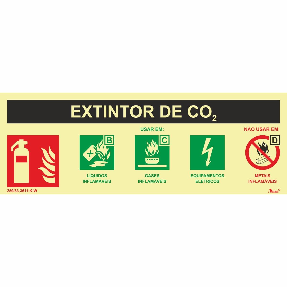 Sinalética Fotoluminescente Extintor CO2 | MaxMat