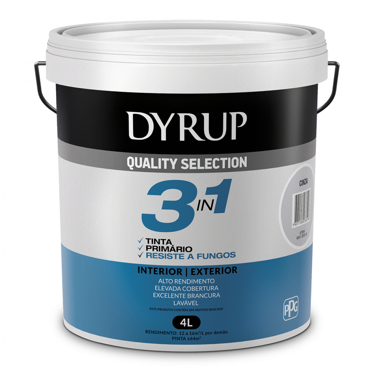 Tinta 3Em1 Interior/Exterior Anti Fungos Cinza 4L - 20015953 - MaxMat