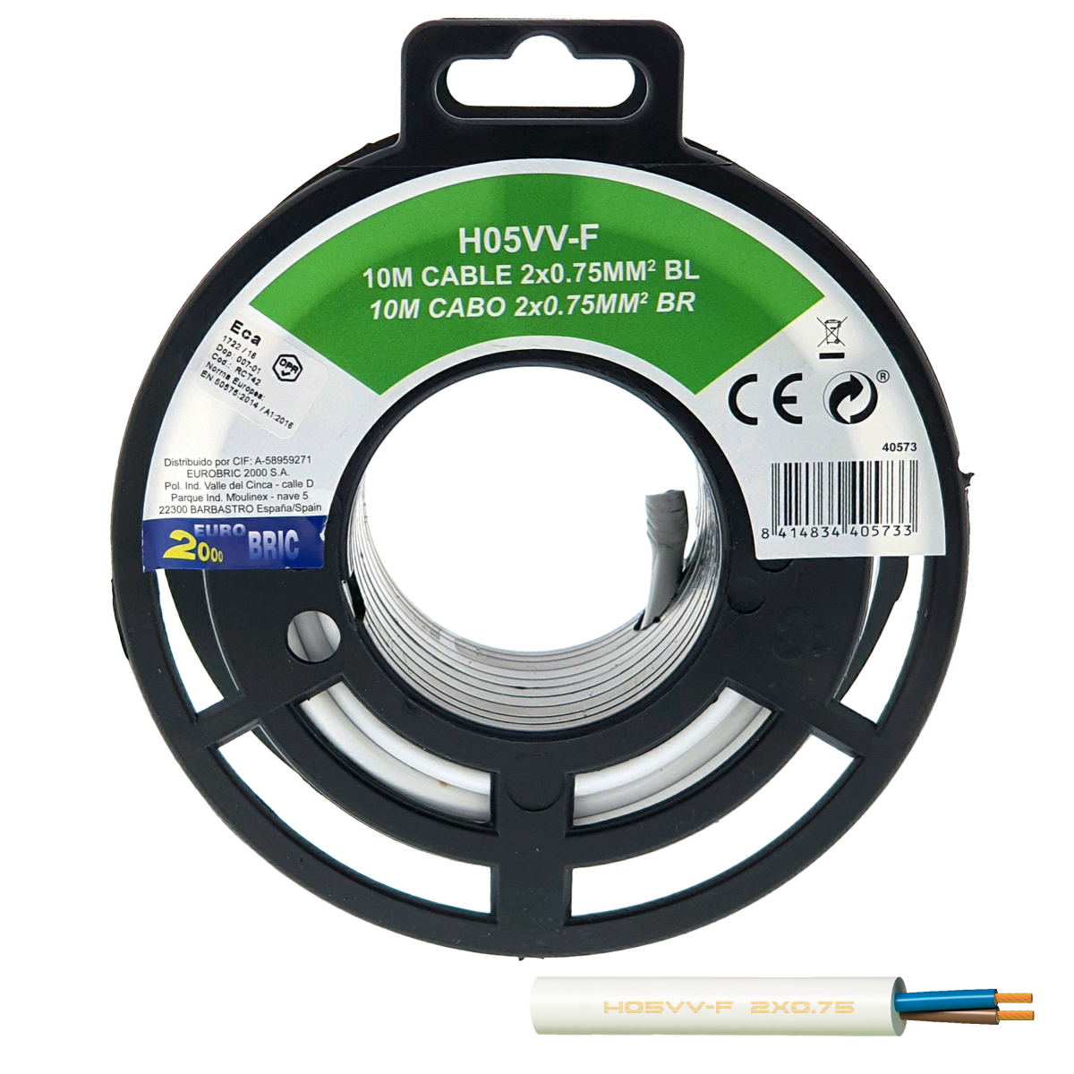 Cabo Ho5 Vv-F 2x0.75mm² Branco 10m - 10072654 | MaxMat