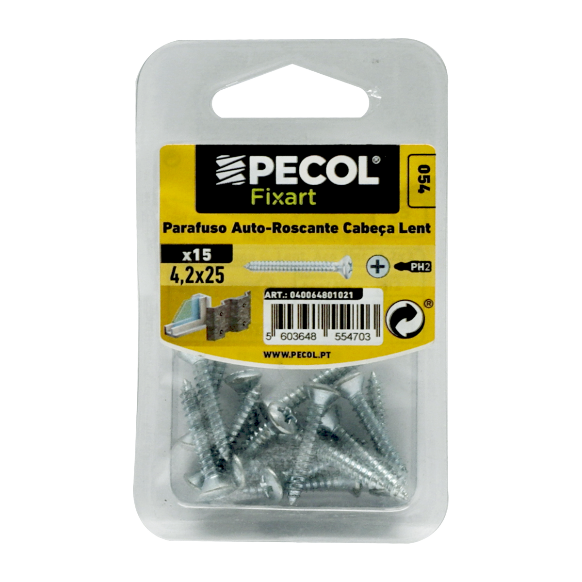 Parafuso Auto Roscante Cabeça Lent.Ph 4,2x25 Aço Zn Bl15 - 10060759 ...