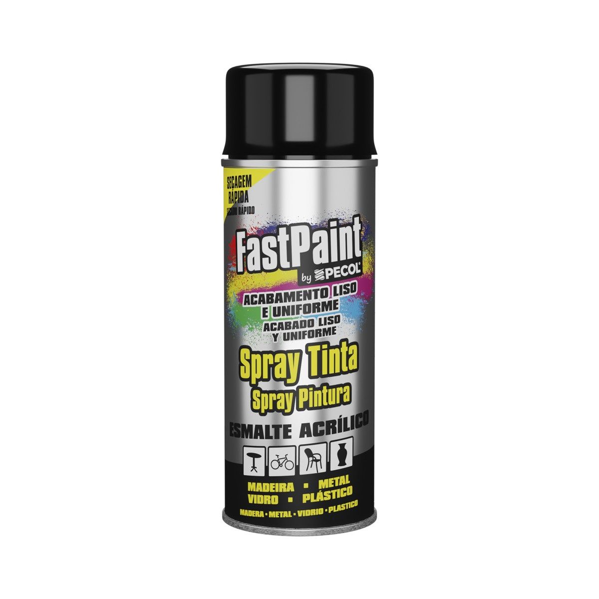Spray FASTPAINT Ral 9005 Preto Brilhante 400ml | MaxMat